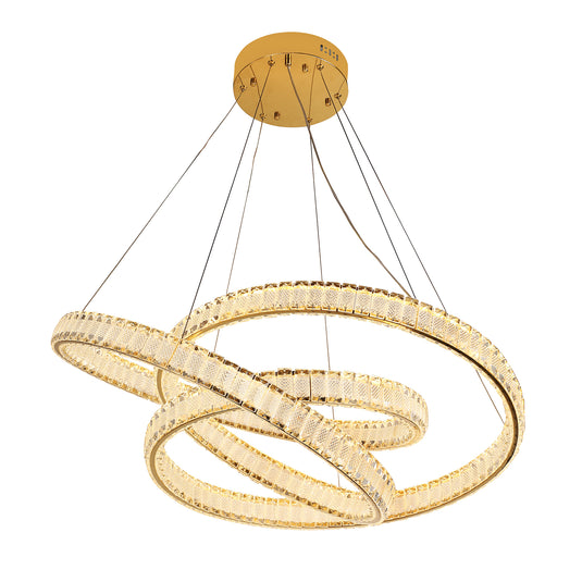 Infinity 800mm Gold and Crystal Tri-Colour Remote Controlled Chandelie ...